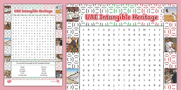 UAE Intangible Heritage - Word Search – Cultural Studies