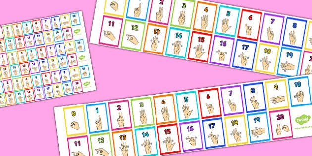 British Sign Language 0-20 Number Strips (teacher made)