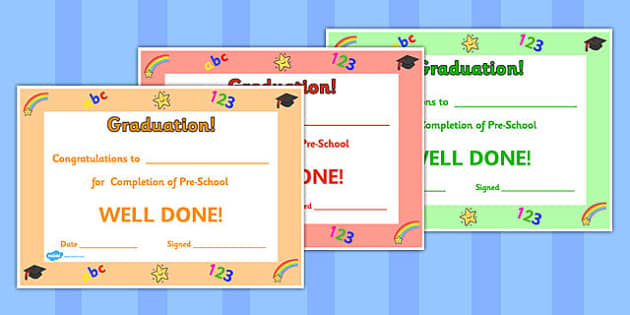 Pre-School Graduation Certificates (teacher made) - Twinkl