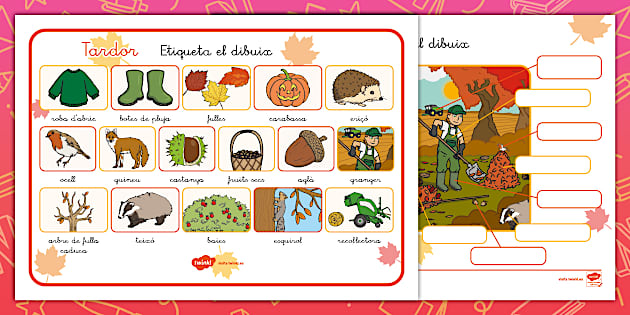 Fitxa d'activitat: Etiqueta el dibuix de tardor - Català