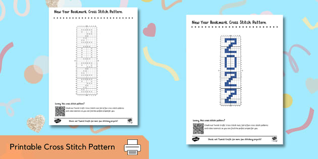 2022 New Year Bookmark Cross Stitch Craft Activity - Twinkl