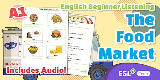 ESL Food Market Listening Activity Pack for Beginners