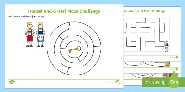 Hansel and Gretel Differentiated Maze Worksheet / Worksheet Pack