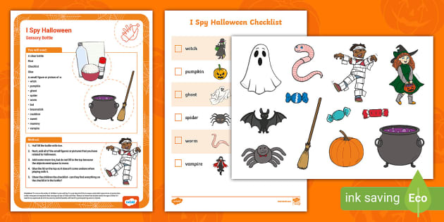 I Spy Halloween Sensory Bottle Activity (professor feito)