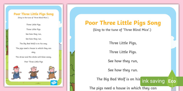 Poor Three Little Pigs Song (teacher made) - Twinkl