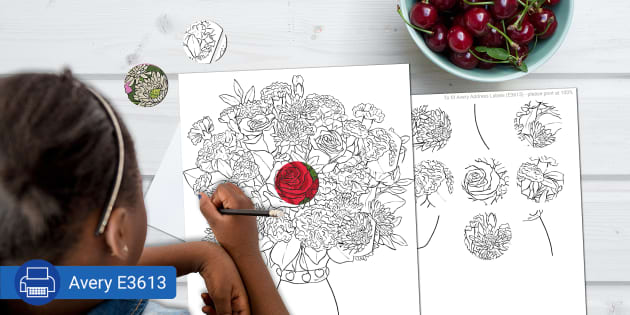 Valentine's Day - Flowers - Mindfulness Colouring Sticker Puzzle