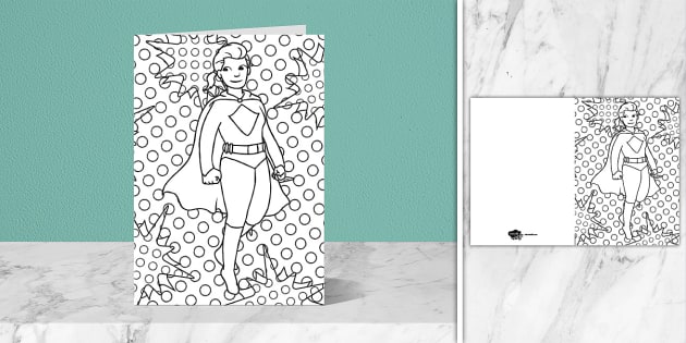 Superhero Colouring Card | Twinkl Party (teacher made)