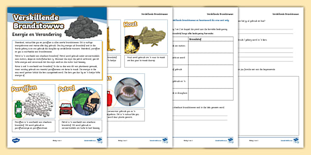 Verskillende Brandstowwe - Aktiwiteit (teacher made)