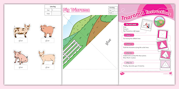 Pig Triarama Craft Cut and Stick Activity (Teacher-Made)