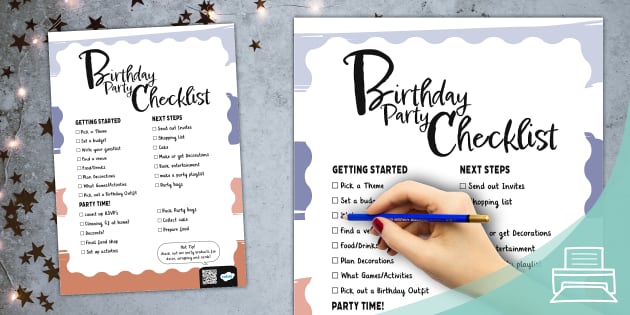 Birthday Party Checklist Birthday Planning Brush Strokes