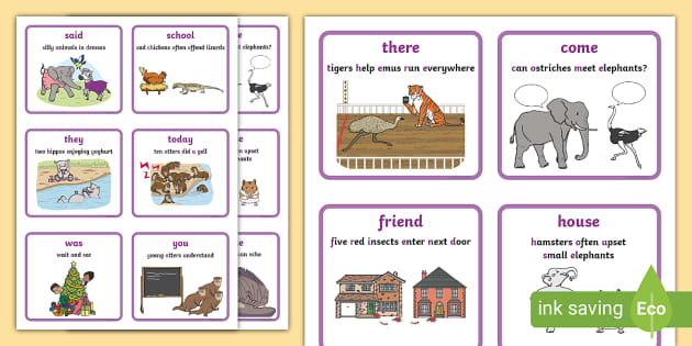Year 1 Common Exception Words Mnemonics Flashcards - Twinkl