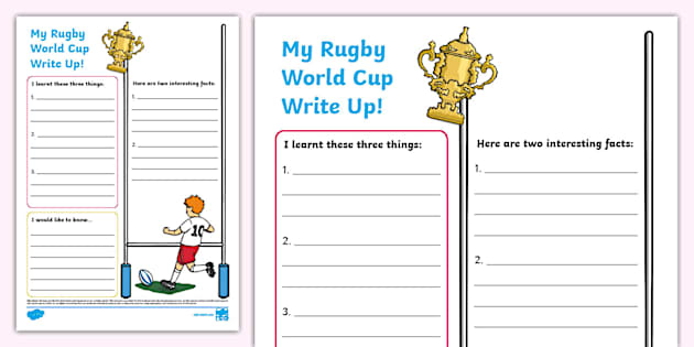 Rugby World Cup Write Up Worksheets - Twinkl