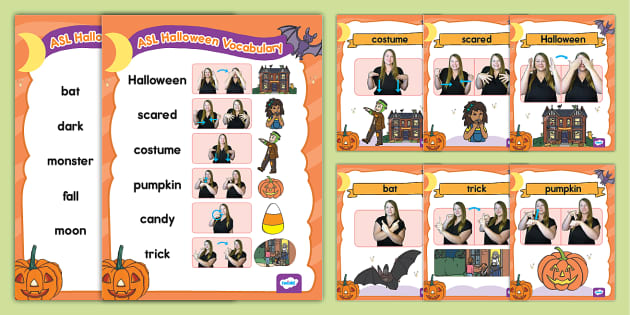 ASL Halloween Vocabulary Chart and Posters (teacher made)