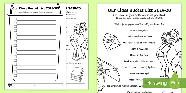 Our Class Bucket List 2019-20 Worksheet / Worksheet-Scottish, worksheet