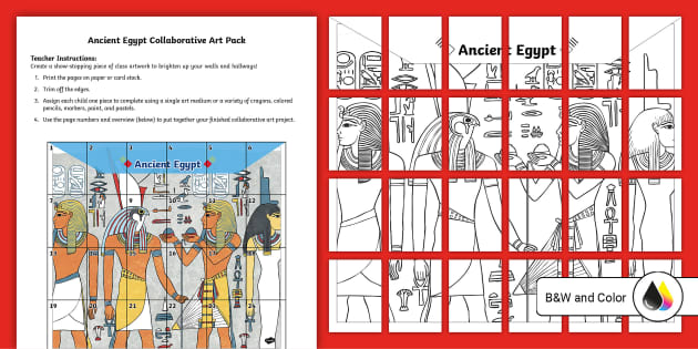 Ancient Egypt Collaborative Art Pack for 6th-8th Grade