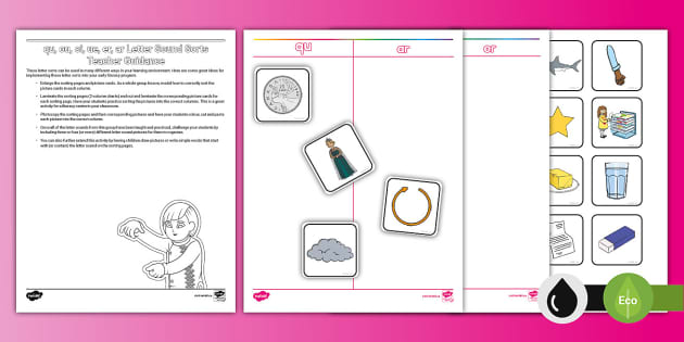 Phonics Canada: Group 7 (qu,ou,oi,ue,er,ar) Sound Sorts