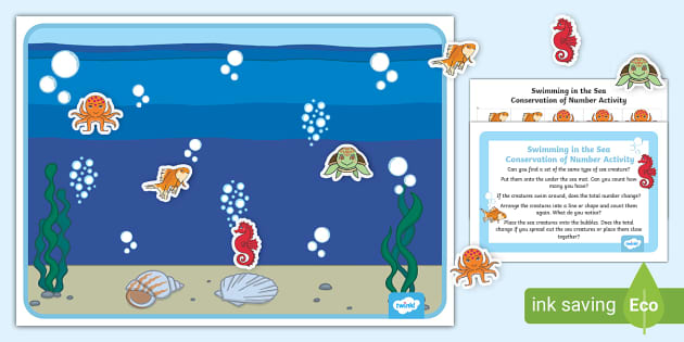 👉 Swimming in the Sea Conservation of Number Activity | Twinkl