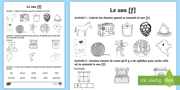 Feuille d'activités : Le son [f] (teacher made) - Twinkl