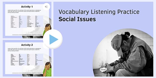 Social Issues Vocabulary Listening Practice PowerPoint - French