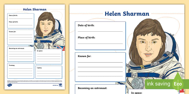 KS2 Helen Sharman Fact File Template (creat de profesori)