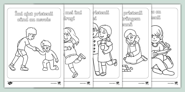 Bunele maniere cu prietenii – Desene de colorat - Twinkl