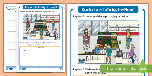 Il-Grammatika l In-Nomi fis-Supermarket l Twinkl - Twinkl