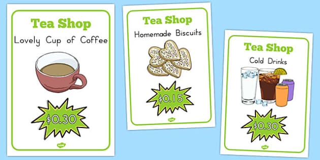 Tea Shop Role Play Display Posters (teacher made) - Twinkl