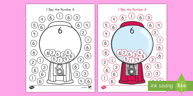 I Spy the Number 6 Worksheet (teacher made) - Twinkl