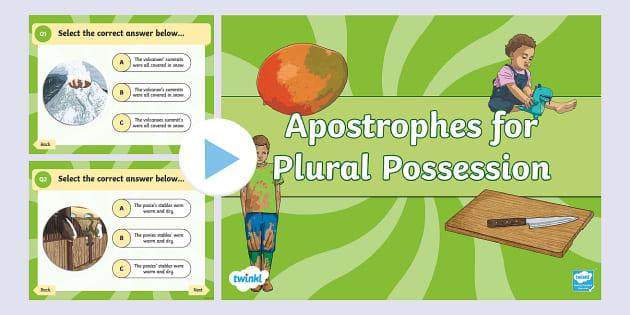 Apostrophes for Plural Possession PowerPoint Quiz - Twinkl