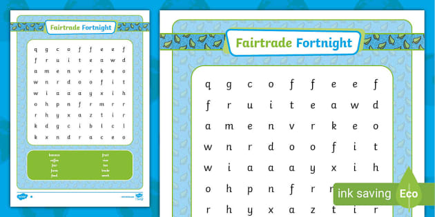 Fairtrade Fortnight Wordsearch Differentiated (teacher made)