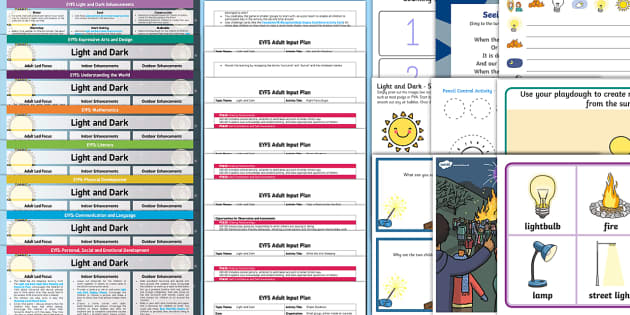 EYFS Light and Dark Lesson Plan Enhancement Ideas and Resources Pack