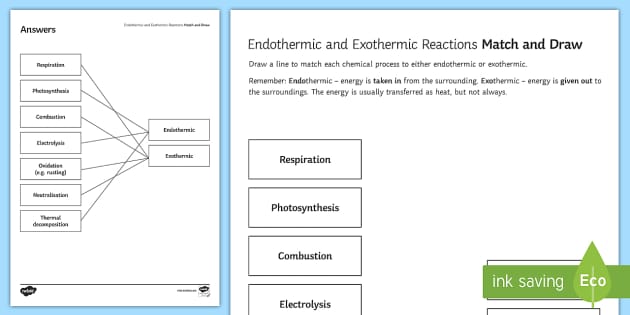 Endothermic and Exothermic Reactions Match and Draw | Beyond