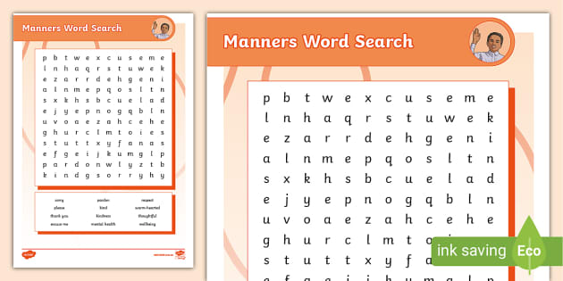 Manners Word Search 5 6 Profesor Hizo Twinkl