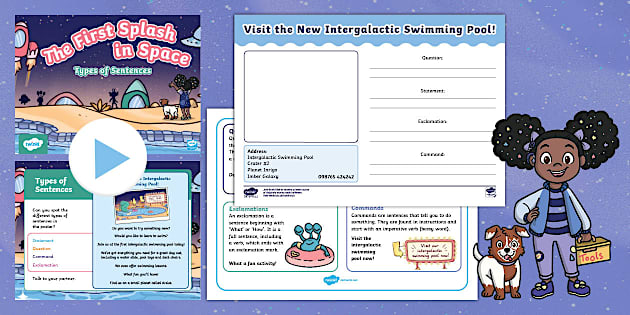 Year 2 The First Splash in Space: Types of Sentences Pack