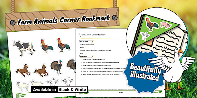 * NEW * Farm Animals Corner Bookmark
