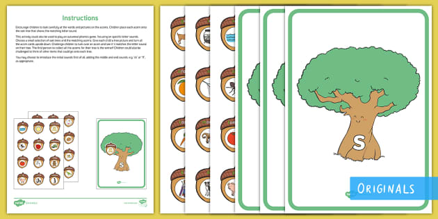 Acorn and Oak Tree Phase 2 Phonics Game (teacher made)