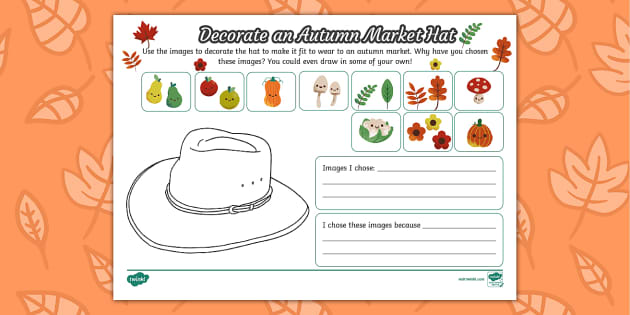Decorate an Autumn Market Hat Worksheet