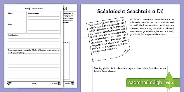 Narrative Writing Week Two Homework Worksheet Gaeilge