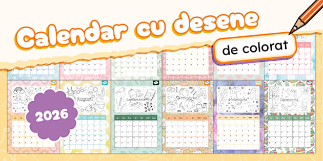 Anul Nou – Calendar cu desene de colorat