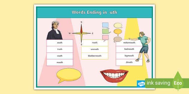 Words Ending in -uth Word Mat (teacher made) - Twinkl