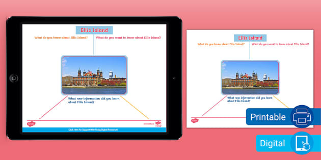 Ellis Island KWL Graphic Organizer for 6th-8th Grade