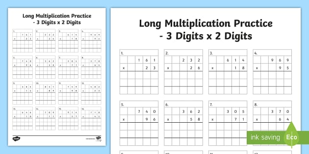 Long Multiplication Worksheet Primary Teaching Resources