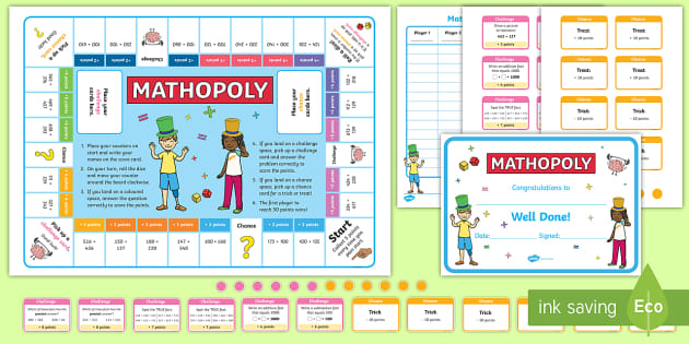 3 Digit Addition Activities | Mathopoly Board Game - Twinkl