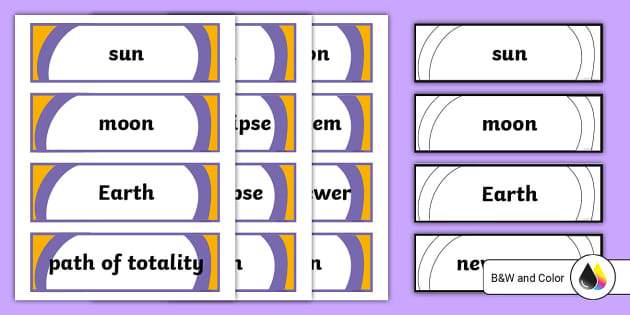 Solar Eclipse Word Cards for 3rd-5th Grade - Twinkl