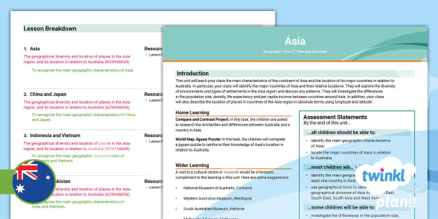 FREE! - Year 6 HASS Geography Asia Unit Overview | AUS Curriculum