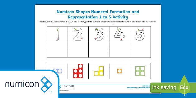 👉 Numicon Shape Number Formation & Representation 1-5 Activity