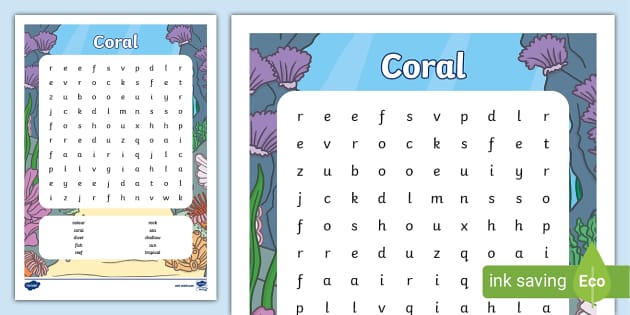 Coral Reef Word Search