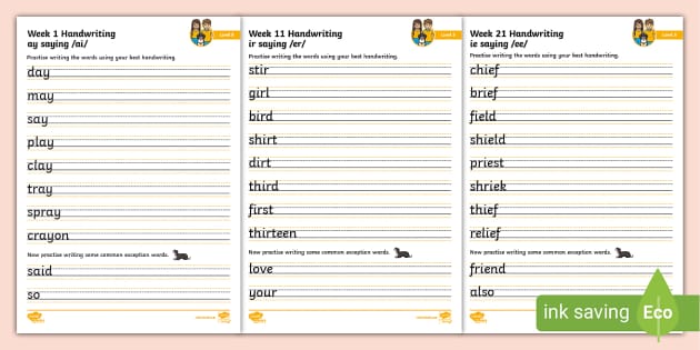 Twinkl Phonics Handwriting Practice - Level 5 - KS1 - Twinkl