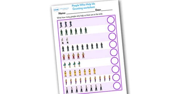 My Counting Worksheet (People Who Help Us) - Counting worksheet, People Who