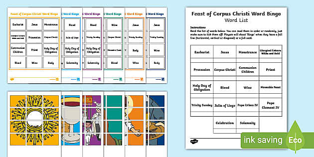 Catholic The Feast of Corpus Christi Word Bingo